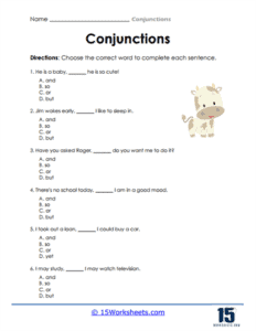 Conjunctions Worksheets - 15 Worksheets.com