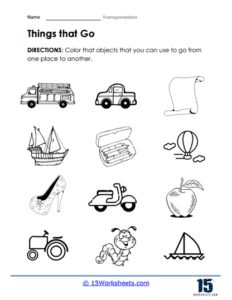 Transportation Worksheets | Vehicle Names - 15 Worksheets.com