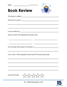 Book Review Worksheets | Help Kids Critique - 15 Worksheets.com