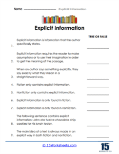 Explicit Information Worksheets - 15 Worksheets.com