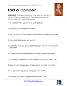 Fact or Opinion Worksheets - 15 Worksheets.com