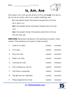 Is, Am, Are Worksheets | Linking & Existence Verbs - 15 Worksheets.com