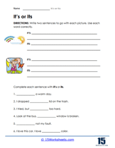 It’s or Its Worksheets | Possessive vs. Contraction Practice - 15 ...