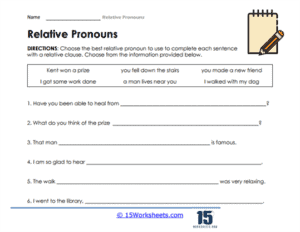 Relative Pronouns Worksheets - 15 Worksheets.com