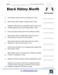 Black History Month Worksheets - 15 Worksheets.com