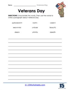 Veterans Day Worksheets | Holiday Series - 15 Worksheets.com