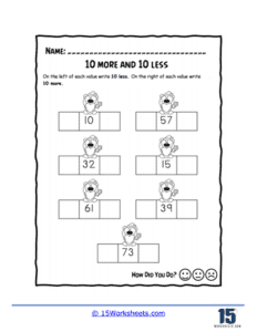 10 More or Less Worksheets | Boost Number Fluency - 15 Worksheets.com