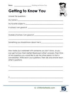 Getting to Know You Worksheets | Icebreakers Activities - 15 Worksheets.com