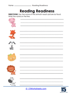 Reading Readiness Worksheets | Kindergarten - 15 Worksheets.com