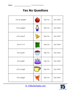 Yes or No Questions Worksheets | Language - 15 Worksheets.com