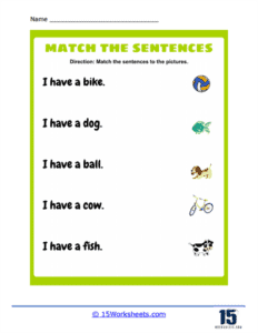 Match the Sentences Worksheets | Pair Together Meanings - 15 Worksheets.com