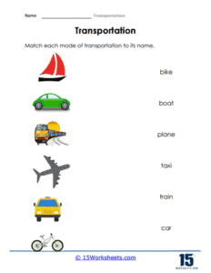 Transportation Worksheets | Vehicle Names - 15 Worksheets.com