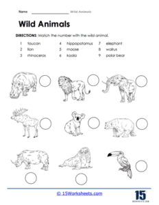 Wild Animals Worksheets | Nature Learning - 15 Worksheets.com