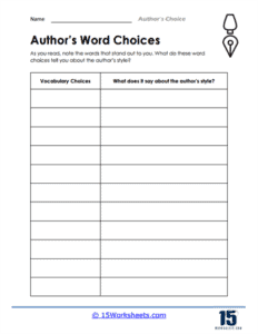 Author's Choice Worksheets - 15 Worksheets.com