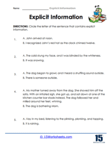Explicit Information Worksheets - 15 Worksheets.com