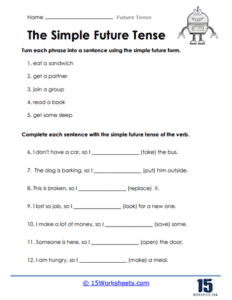Future Tense Worksheets | Simple, Perfect & Continuous - 15 Worksheets.com