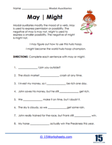 Modal Auxiliaries Worksheets - 15 Worksheets.com