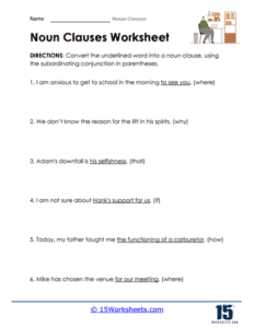 Noun Clauses Worksheets | Sentence Pattern Practice - 15 Worksheets.com