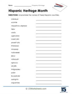 Hispanic Heritage Month Worksheets - 15 Worksheets.com