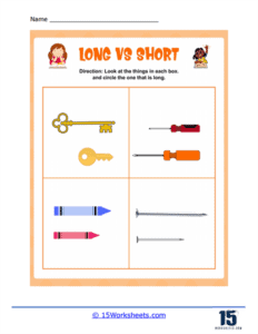 Long vs. Short Worksheets | Measurement - 15 Worksheets.com
