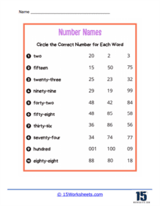 Number Names Worksheets | Numeracy Skills - 15 Worksheets.com