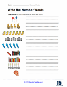 Numbers in Words Worksheets | Numeracy Skills - 15 Worksheets.com