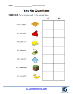 Yes or No Questions Worksheets | Language - 15 Worksheets.com