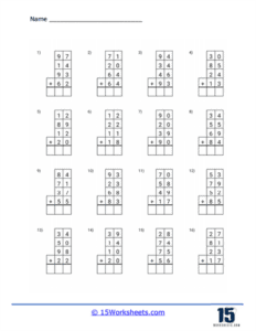 Adding 4 Numbers Worksheets - 15 Worksheets.com