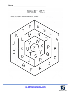 Alphabet Mazes Worksheets - 15 Worksheets.com
