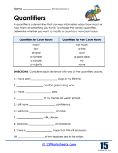 Determiners Worksheets | Strengthen Noun Phrases - 15 Worksheets.com