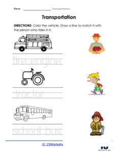Transportation Worksheets | Vehicle Names - 15 Worksheets.com