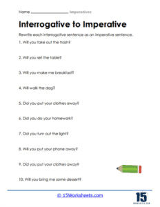 Imperatives Worksheets - 15 Worksheets.com
