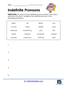 Indefinite Pronouns Worksheets - 15 Worksheets.com