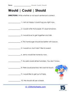 Would, Could, Should Worksheets | Suggestions & Possibility - 15 ...