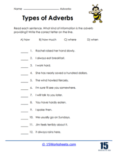 Adverbs Worksheets - 15 Worksheets.com