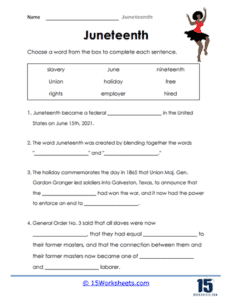Juneteenth Worksheets - 15 Worksheets.com