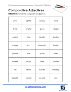 Comparative Adjectives Worksheets | Adding Clarity - 15 Worksheets.com