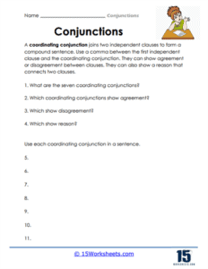 Conjunctions Worksheets | Connecting Ideas with Precision - 15 ...