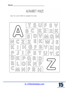 Alphabet Mazes Worksheets - 15 Worksheets.com