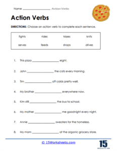 Action Verbs Worksheets | Make Lively Sentences - 15 Worksheets.com