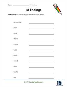 Ed Endings Worksheets | Master Past Tense Skills - 15 Worksheets.com