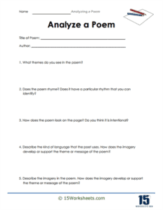 Analyzing a Poem Worksheets - 15 Worksheets.com