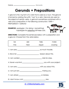 Gerunds Worksheets | Identifying & Applying - 15 Worksheets.com