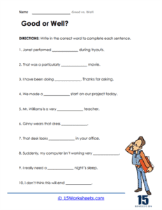 Good vs. Well Worksheets - 15 Worksheets.com