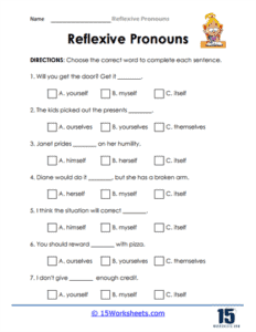 Reflexive Pronouns Worksheets | Self-Reference Exercises - 15 ...