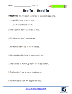 Used To vs. Use To Worksheets - 15 Worksheets.com