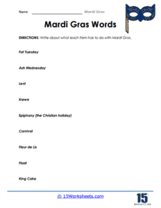 Mardi Gras Worksheets | Celebration Series - 15 Worksheets.com