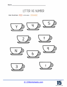 Letters vs. Numbers Worksheets | Kindergarten Skills - 15 Worksheets.com