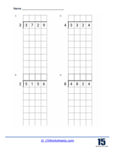 4-digit by 1-digit Division Worksheets | Divide Big Numbers - 15 ...