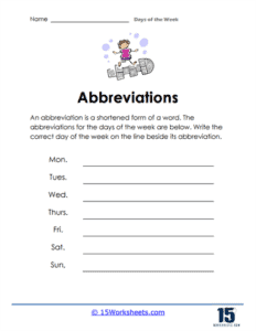Days of the Week Worksheets | Learn & Practice - 15 Worksheets.com